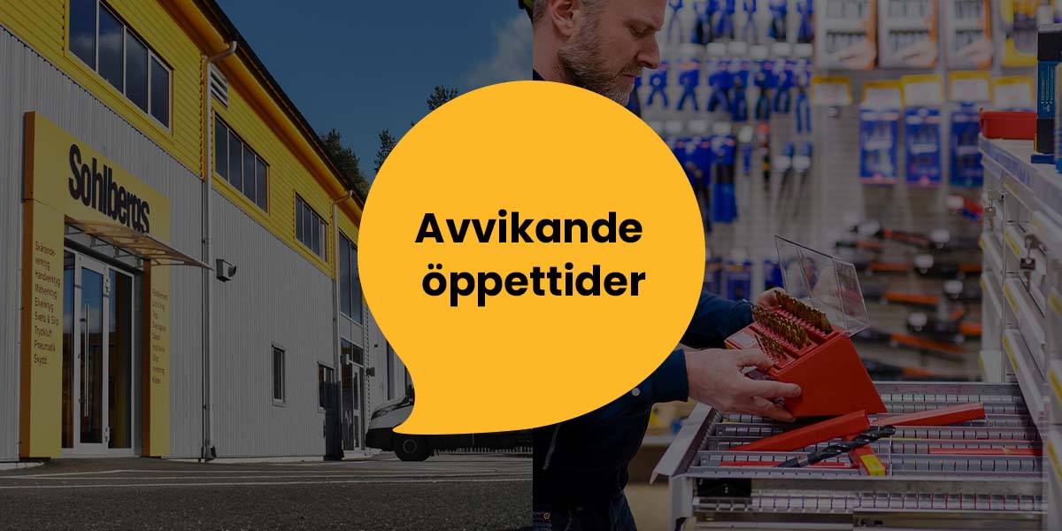 Avvikande öppettider | Sohlbergs - Yrkesbutik